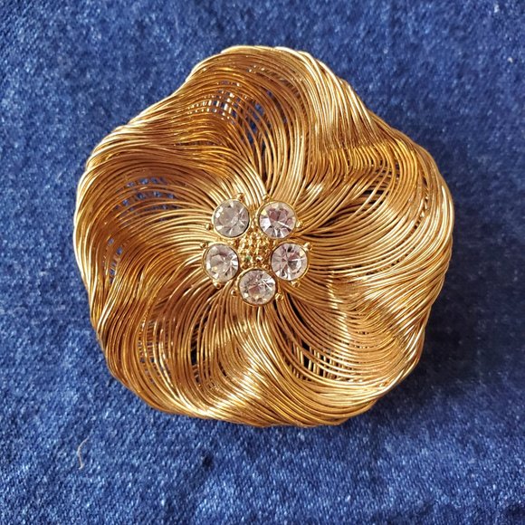 Monet | Jewelry | Vintage Monet Flower Brooch With Rhinestones | Poshmark